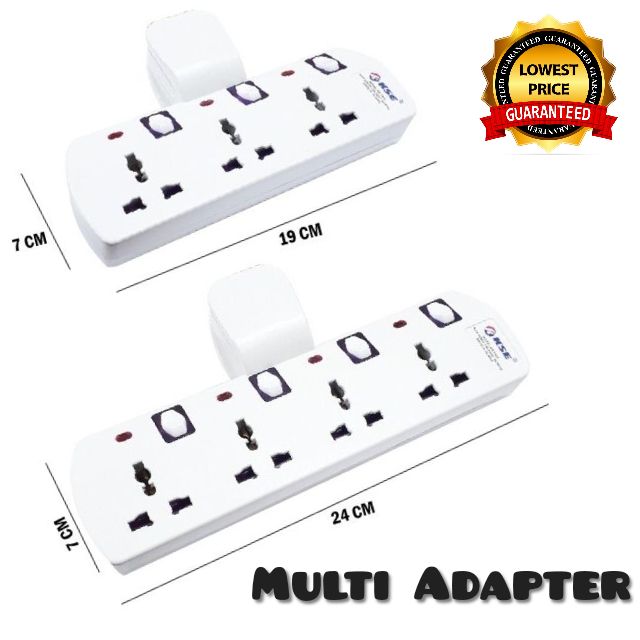 KSE 3 Way Universal Multi Adapter Extension Plug 3 GANG 4 GANG Socket ...