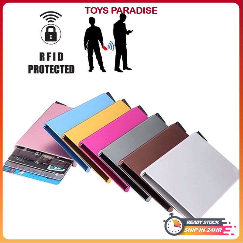 Malaysia Stock ID Card Holder Blocking Slim Metal Wallet Automatic Pop ...