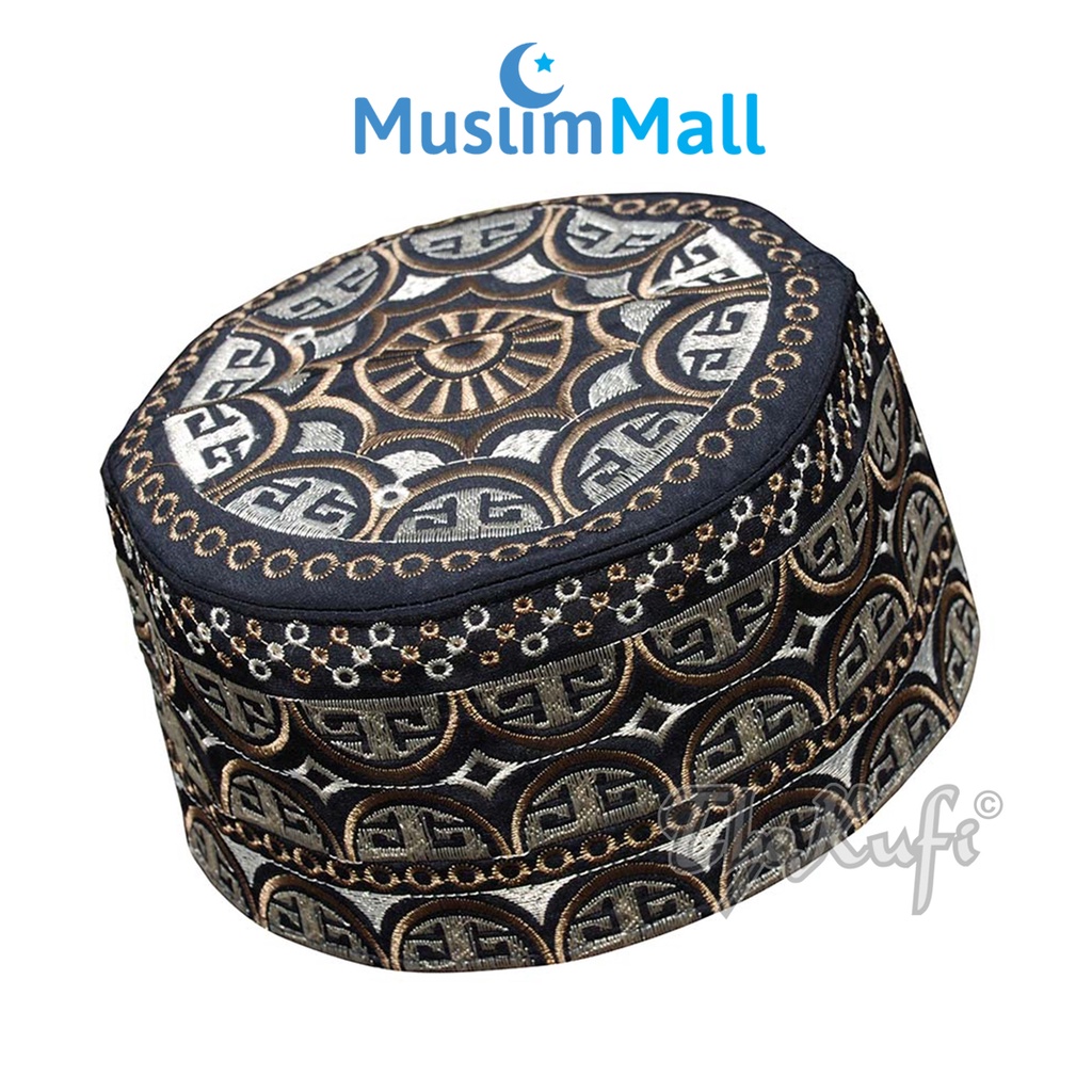 Omani Cap TheKufi Brand Black Embroidery Light Brown and Dark Brown ...