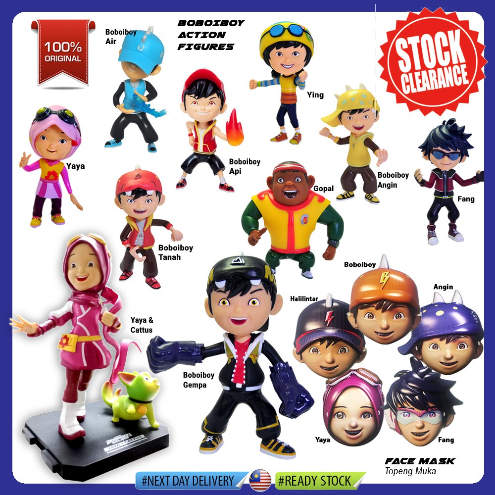 🌈CLEAR STOCKS🌈 Boboiboy Action Figures | Air Api Angin Tanah Gempa Fang ...