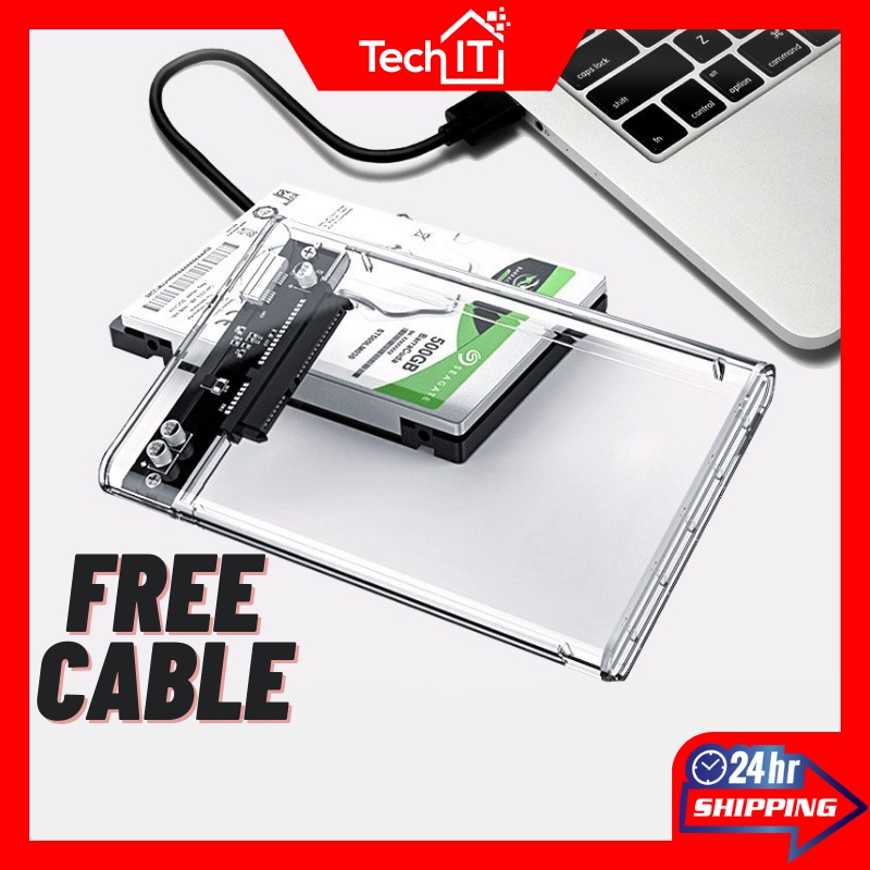 External Hard Disk Case 2.5 inch Free SATA to USB 3.0 Cable Transparent ...