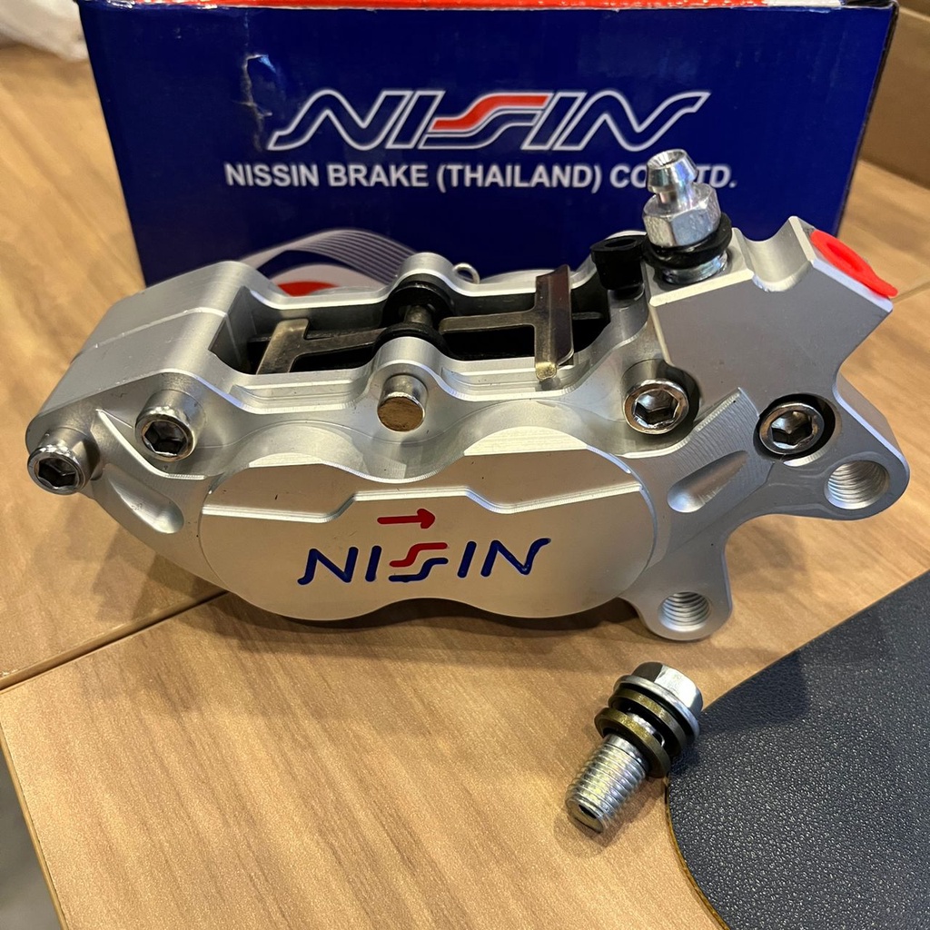 Nissin 4Pot Caliper BREMBO P4 DESIGN Caliper Universal Y15 RS150 NVX NMax R25 Xmax Nissin ...