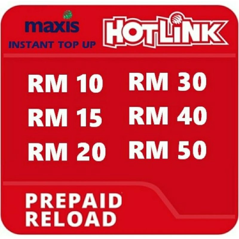TOPUP HOTLINK RM5, RM10, RM30, RM60, RM100 | Shopee Malaysia
