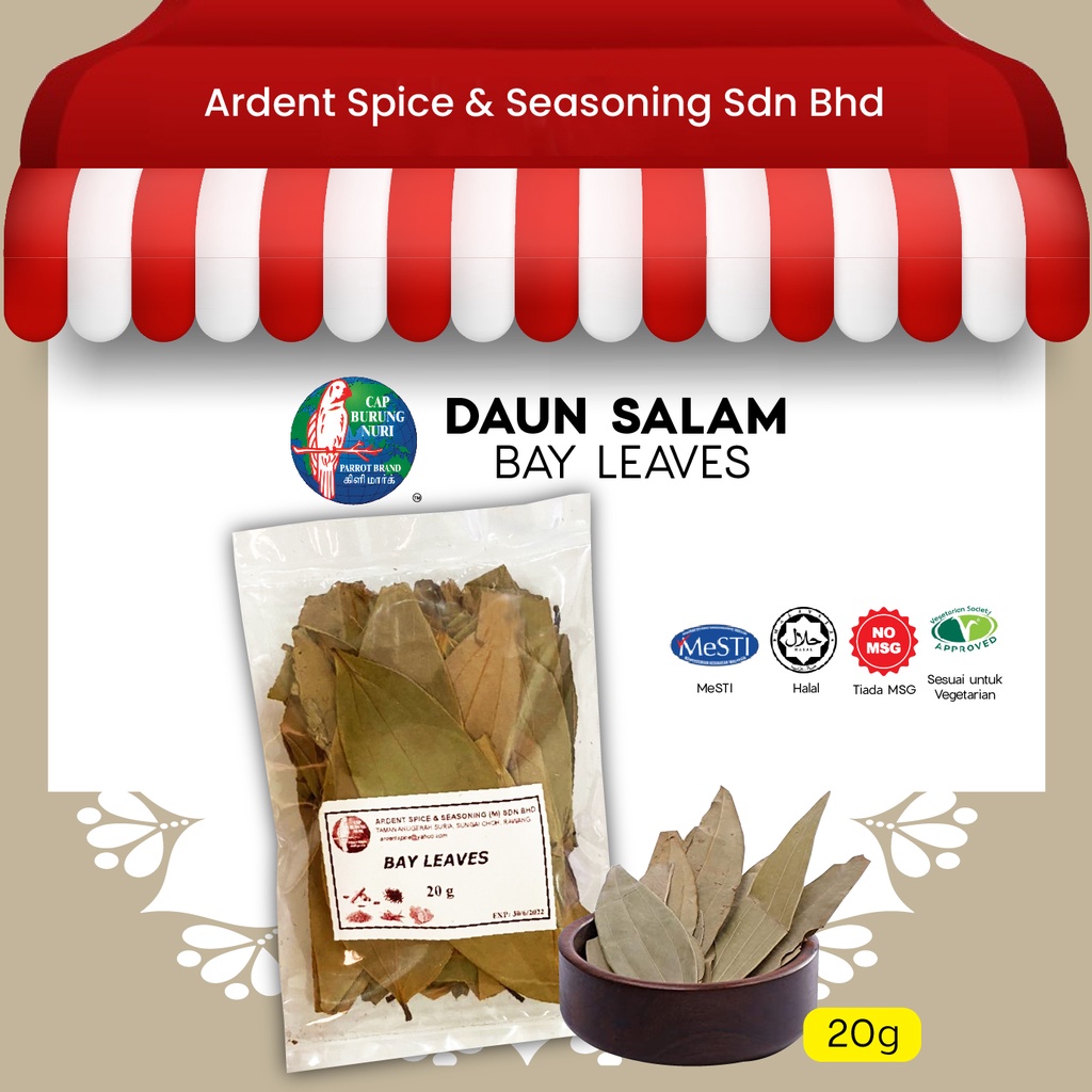 Parrot Brand Bay Leaves (20g) / Daun Salam cap Burung Nuri (20g ...