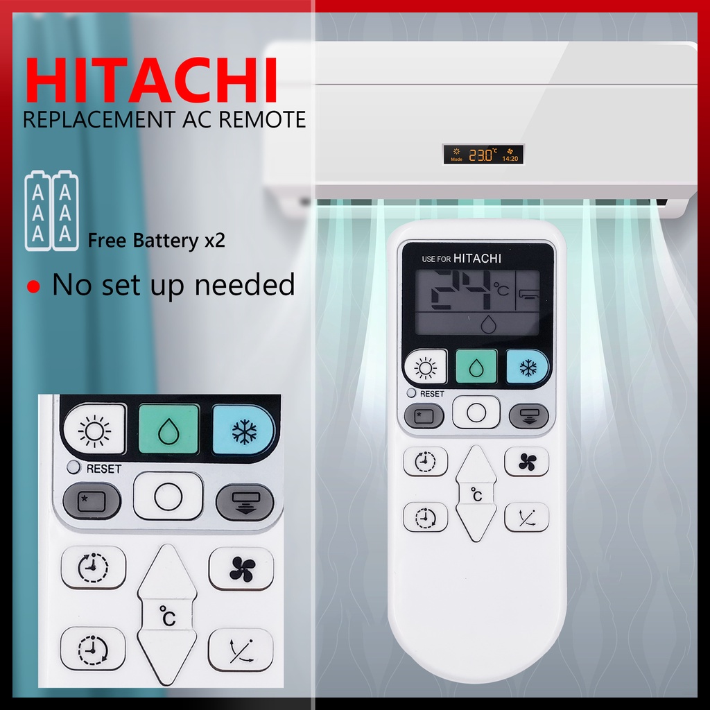 Hitachi Aircond Remote Control Replacement for Aircond Remote Control ...