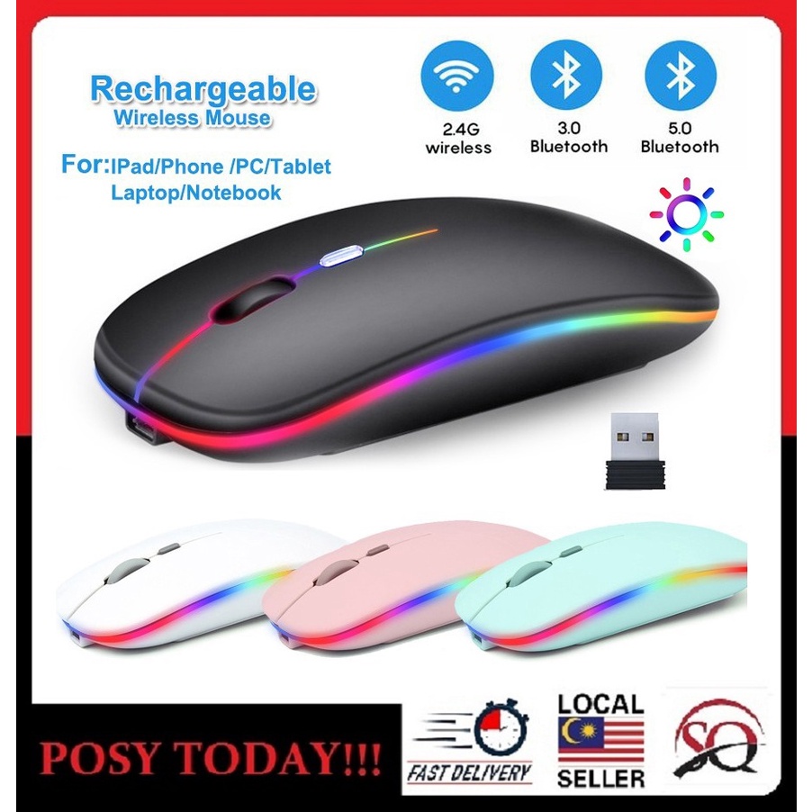 ♕LOCAL STOCK♕ Wireless Mouse Bluetooth 2.4Ghz Receiver Optical ...