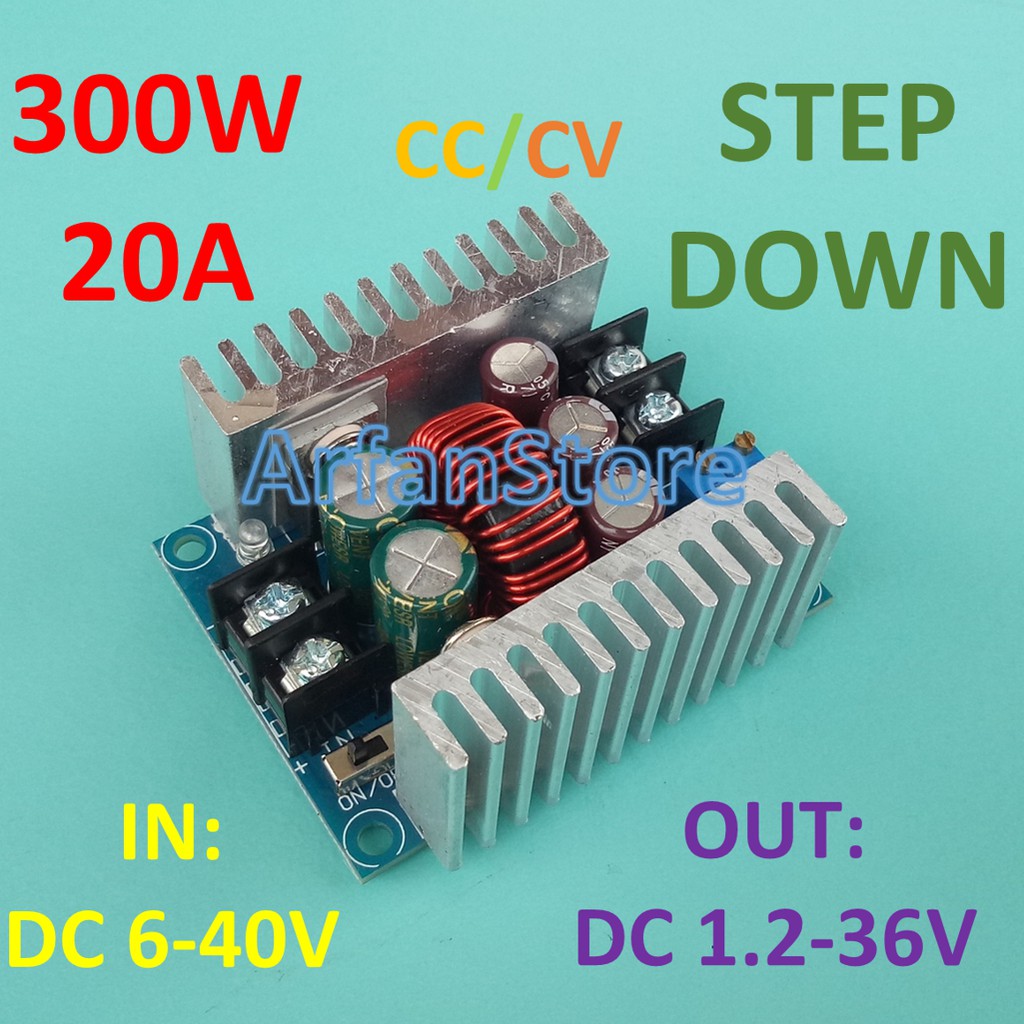 Step Down 20A 300W DC Buck Converter Module Adjustable Amp Volt CC CV ...