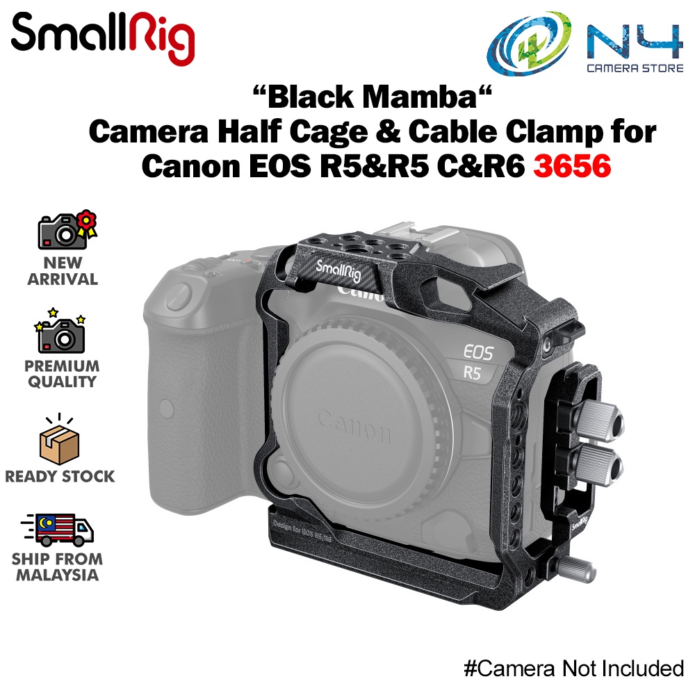 SmallRig 3656 Black Mamba Camera Half Cage for Canon EOS R5 & R6 & R5 C ...