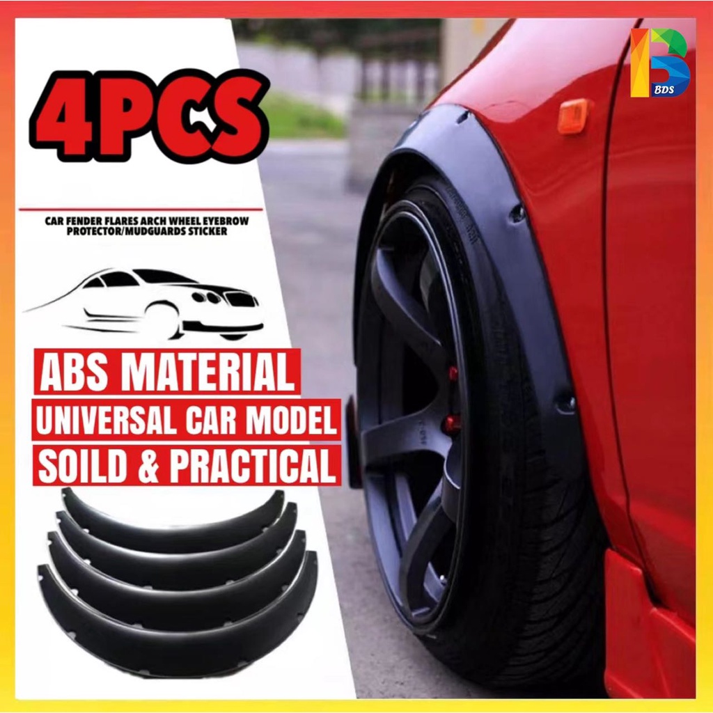 4PCS CAR FENDER FLARES Universal Flexible Extra Wide Body Wheel Arches ...