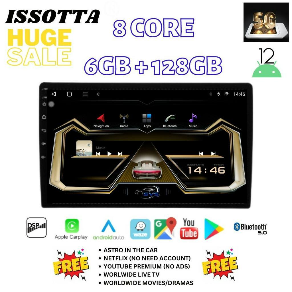ISSOTTA 9"/10" 8 CORE 6GB RAM 128GB ROM ANDROID CAR PLAYER / SIMCARD ...