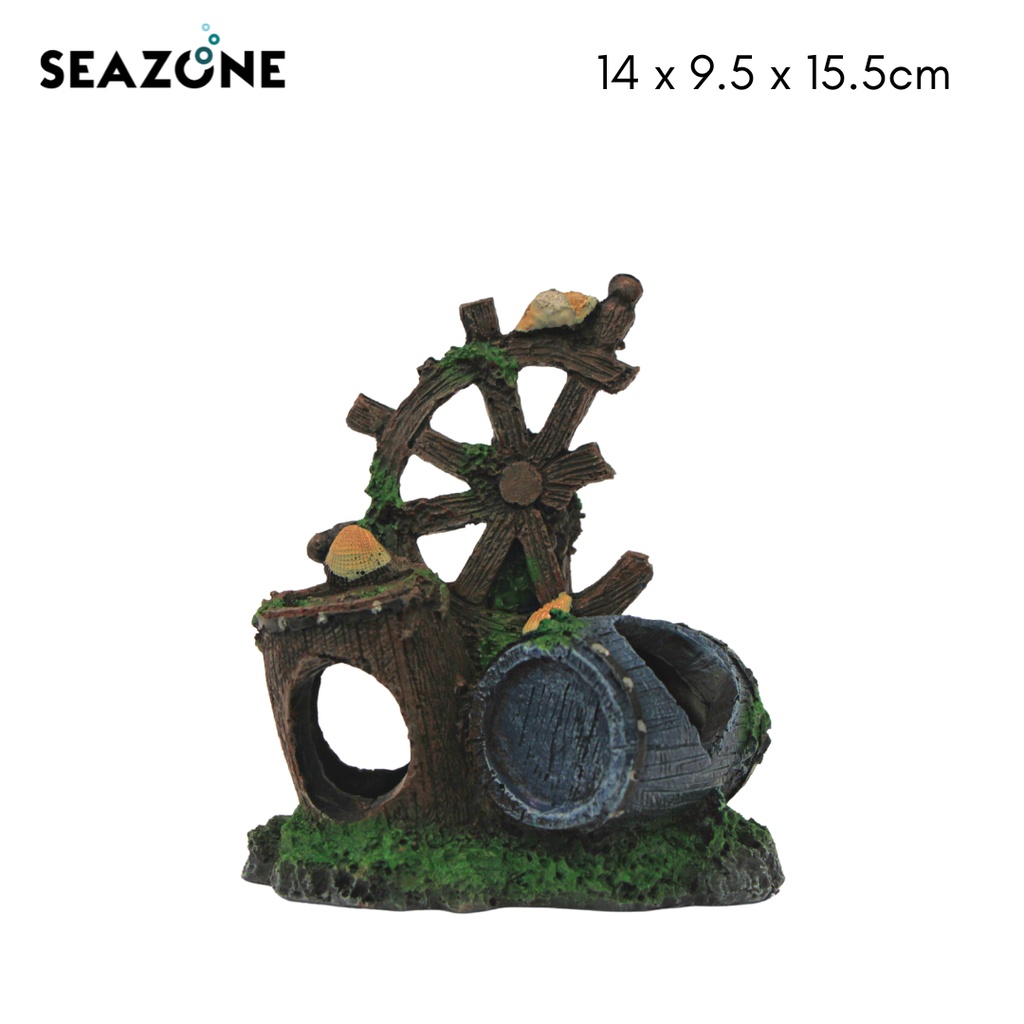 Wooden pirate ship wheel aquarium ornament | Shopee Malaysia