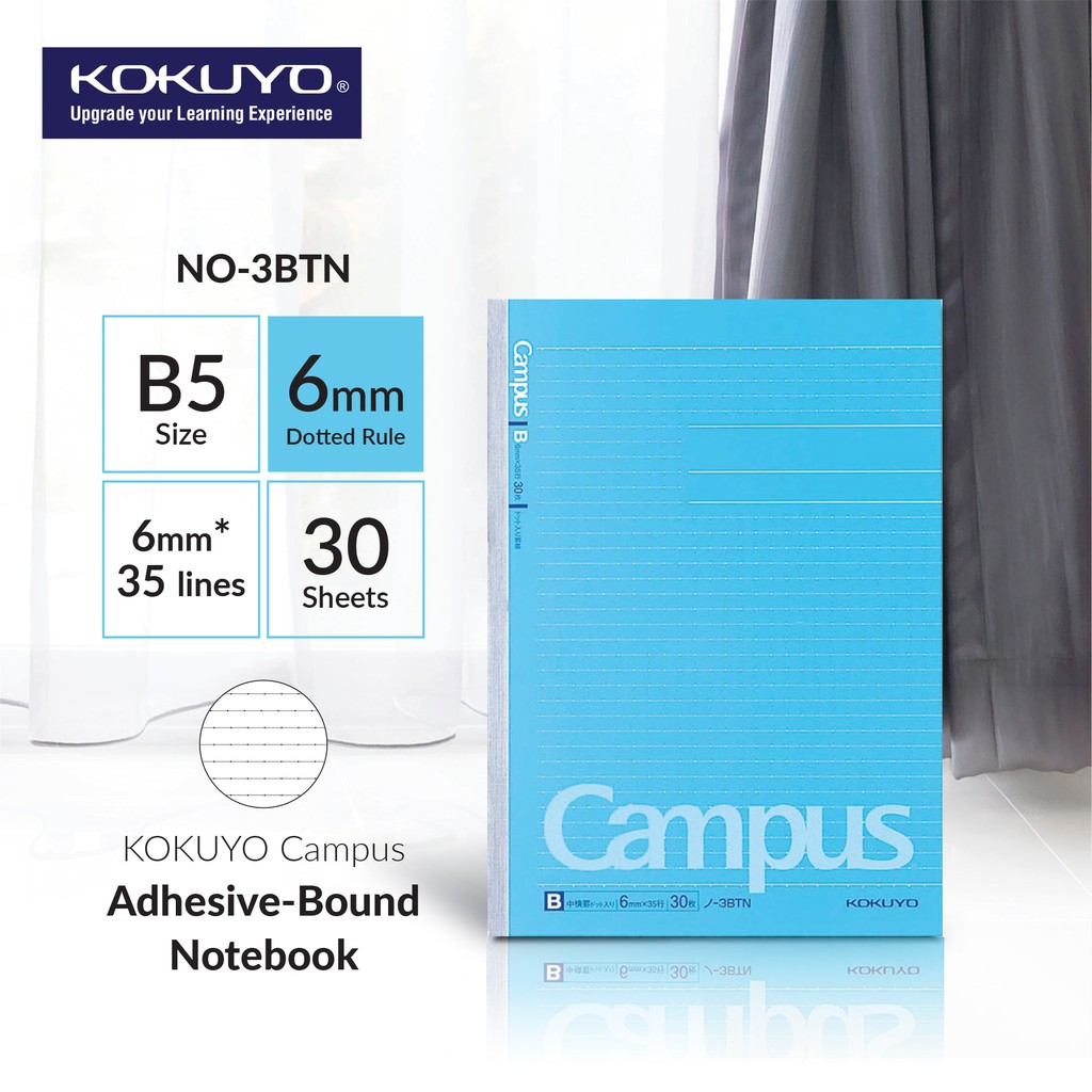 Kokuyo NO-3BTN Campus Notebook B5 -Dotted 6mm Rule -35lines (30Sheets) | Shopee Malaysia