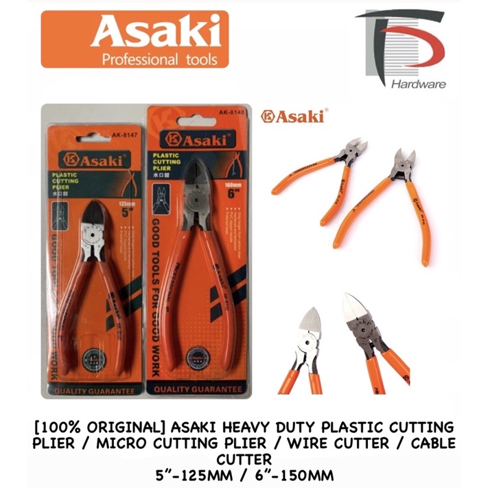 [100% ORIGINAL] ASAKI HEAVY DUTY PLASTIC CUTTING PLIER / MICRO CUTTING ...