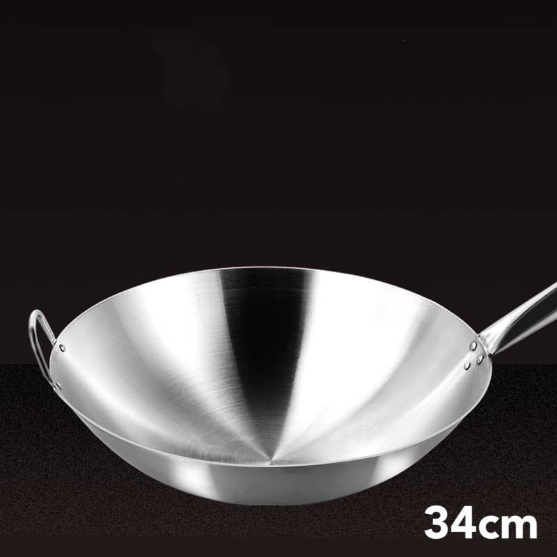 Captain Cook Single Handle Stainless Steel Wok (34,36,38cm)/ Wooden ...