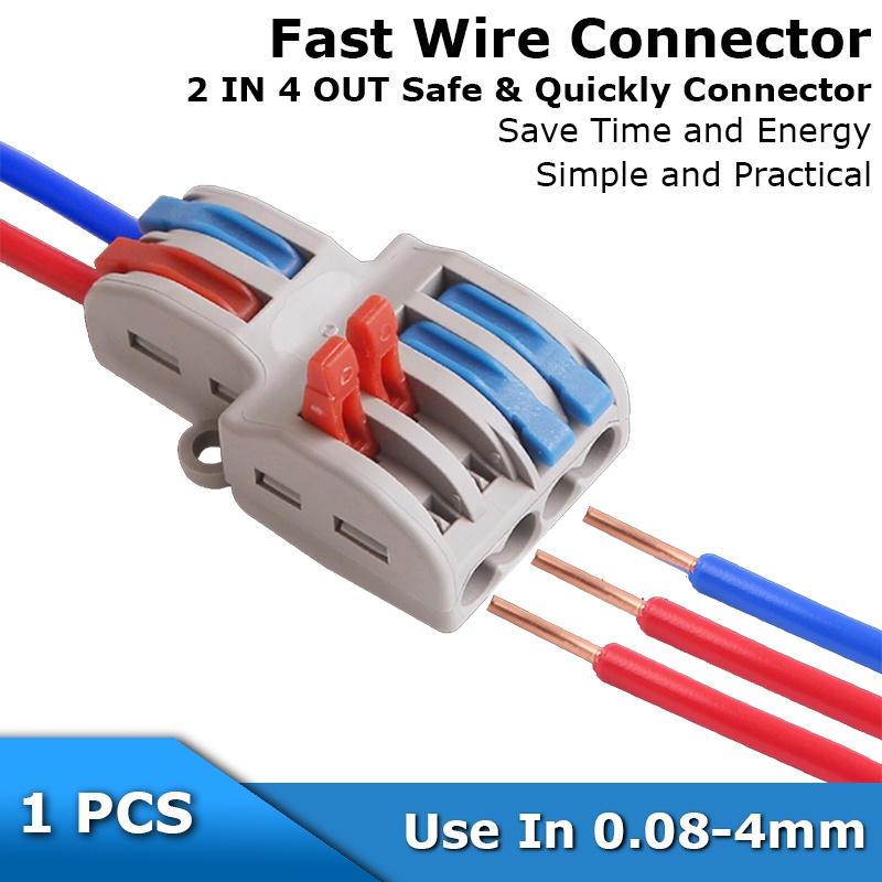 Fast Wire Cable Connector 2 IN 4 OUT Reusable Spring Terminal Safe and ...