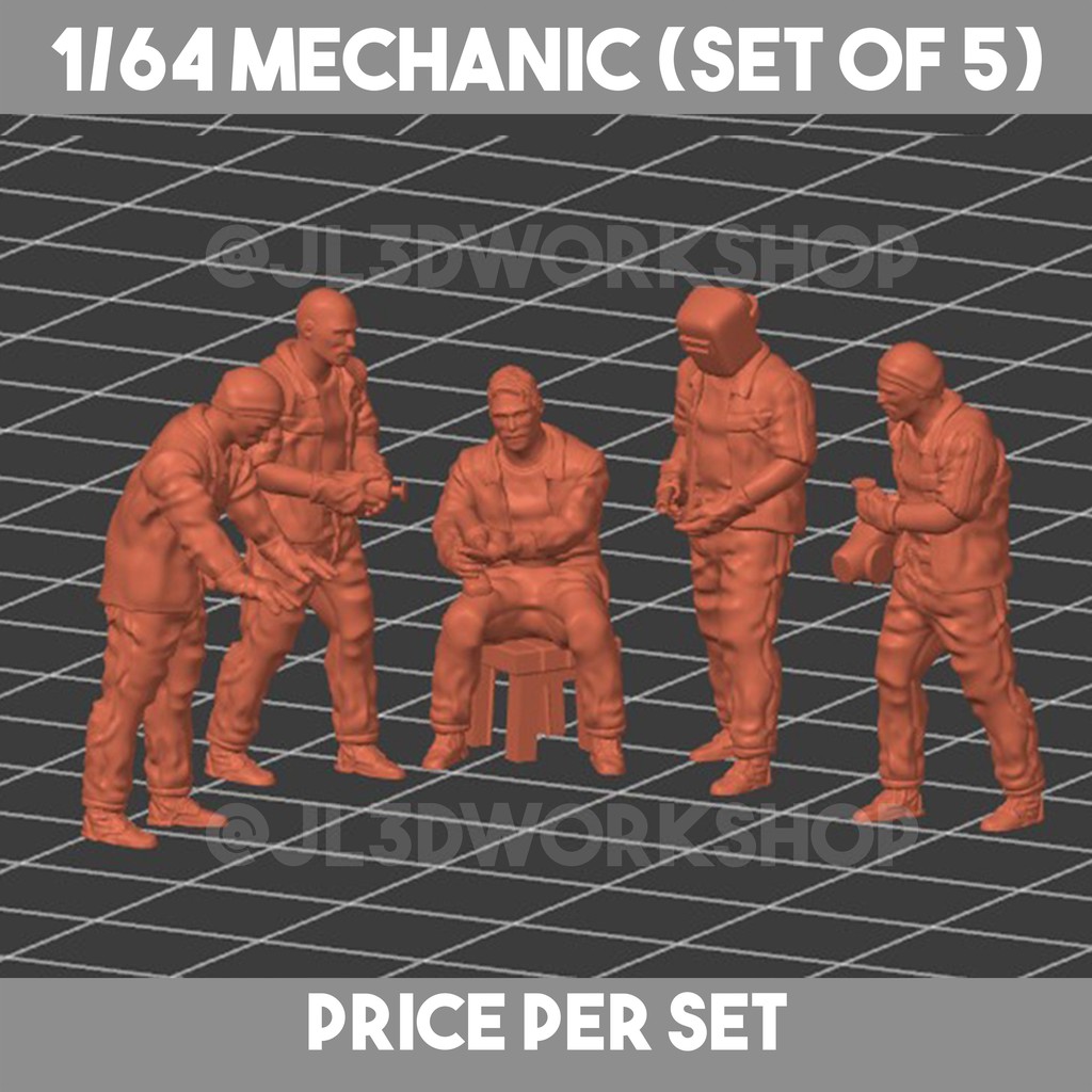 JL3D Figure / 1/64 Scale Figure Mechanic Crew / Mechanic SET B Workshop ...