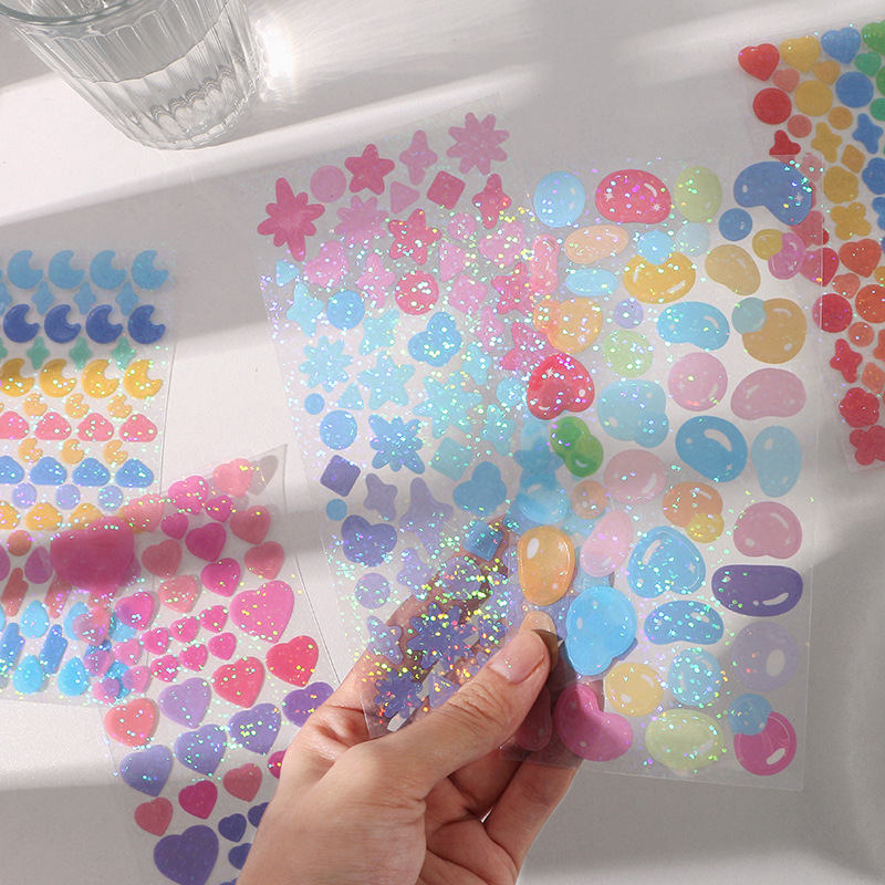 1 PC Glittering sequin stickers Color fantasy cute decoration mobile ...