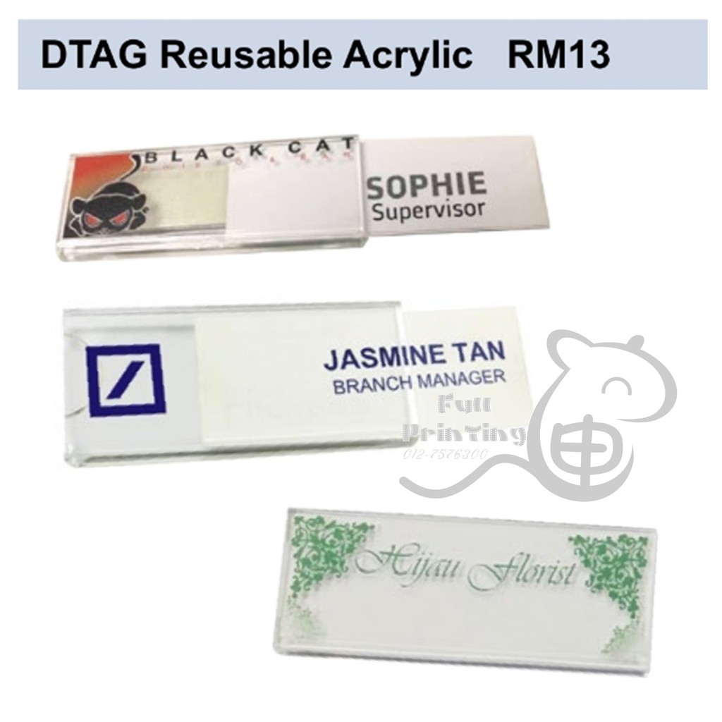 Name Tag Reusable ACRYLIC | Shopee Malaysia