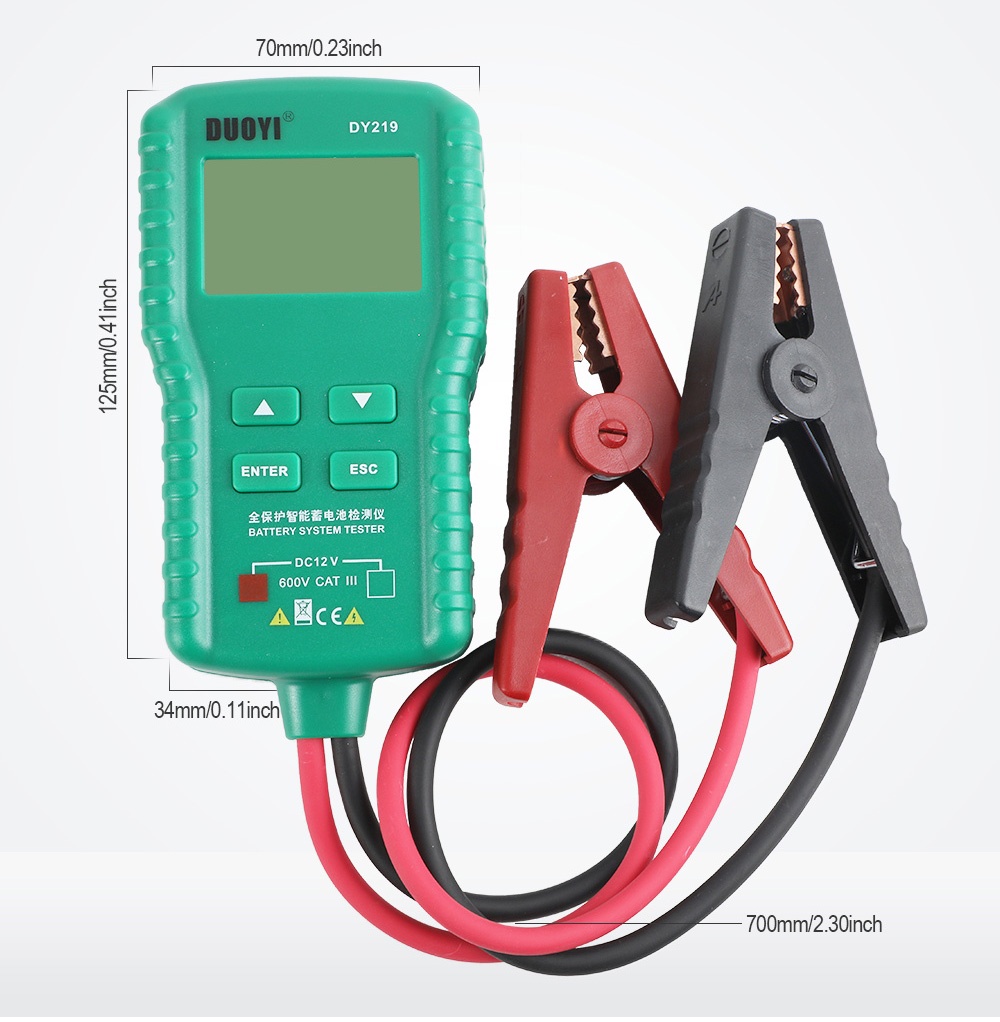 DUOYI DY219 12V Car Digital Multimeter 100~1700CCA Lead Acid Car ...