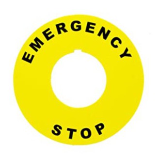 Emergency Stop 2" Round Yellow E-Stop Legend Plate for Use with 22mm ...