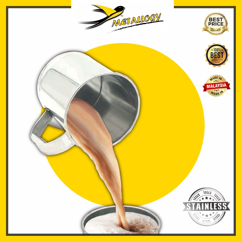 Metallogy 1.5 Litre Stainless Steel Mug/Cawan Besi / Teh Tarik Mug With ...