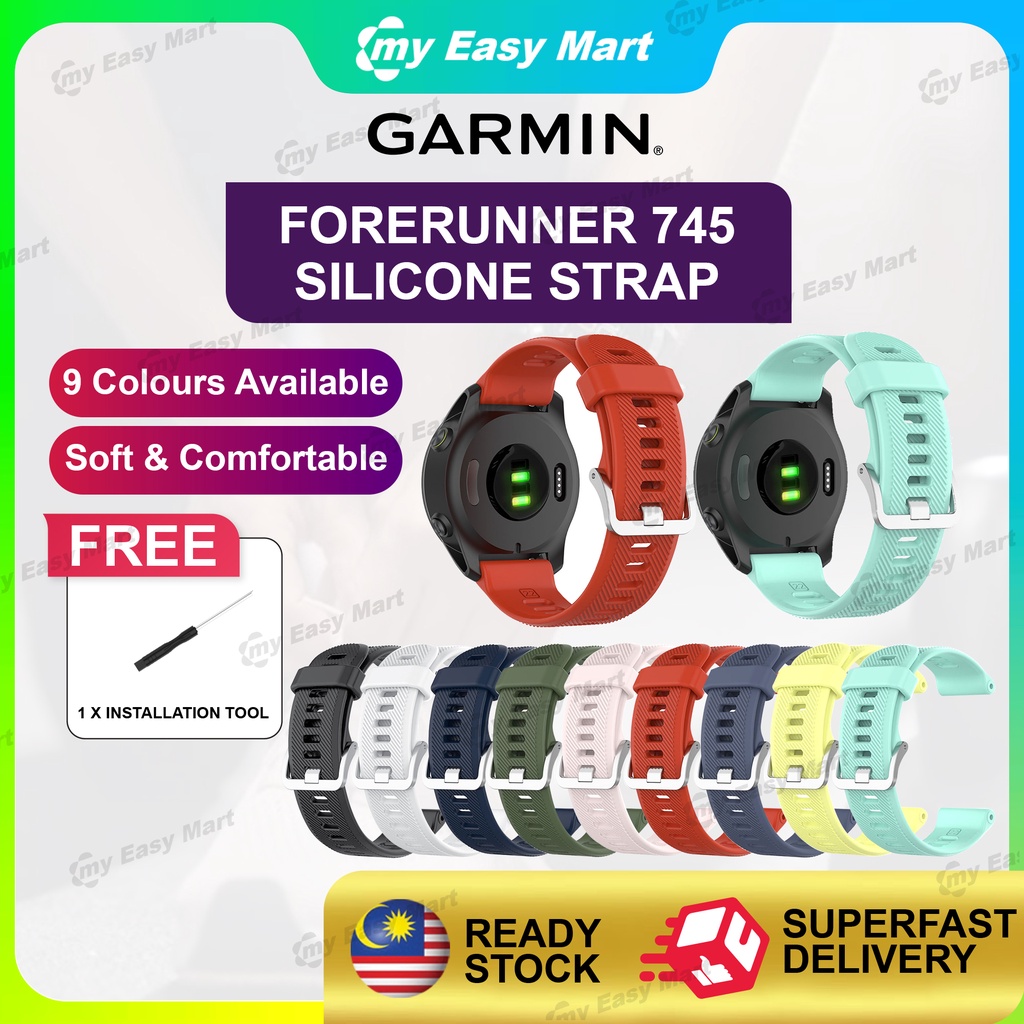 【𝟮𝟰𝗵𝗿 𝗦𝗵𝗶𝗽】Garmin Forerunner 745 Strap Replacement Band Silicone Strap ...