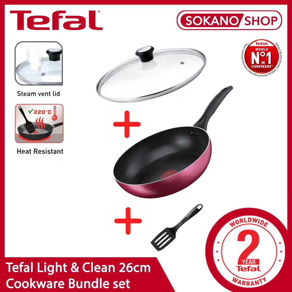 Tefal 3 in 1 Light and Clean (26cm) Cookware Bundle Set (B22405+280976N ...