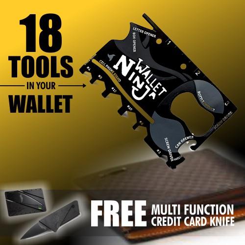 Multi Purpose 18 in 1 Credit Card Pocket Tool +FREE Folding Knife ...