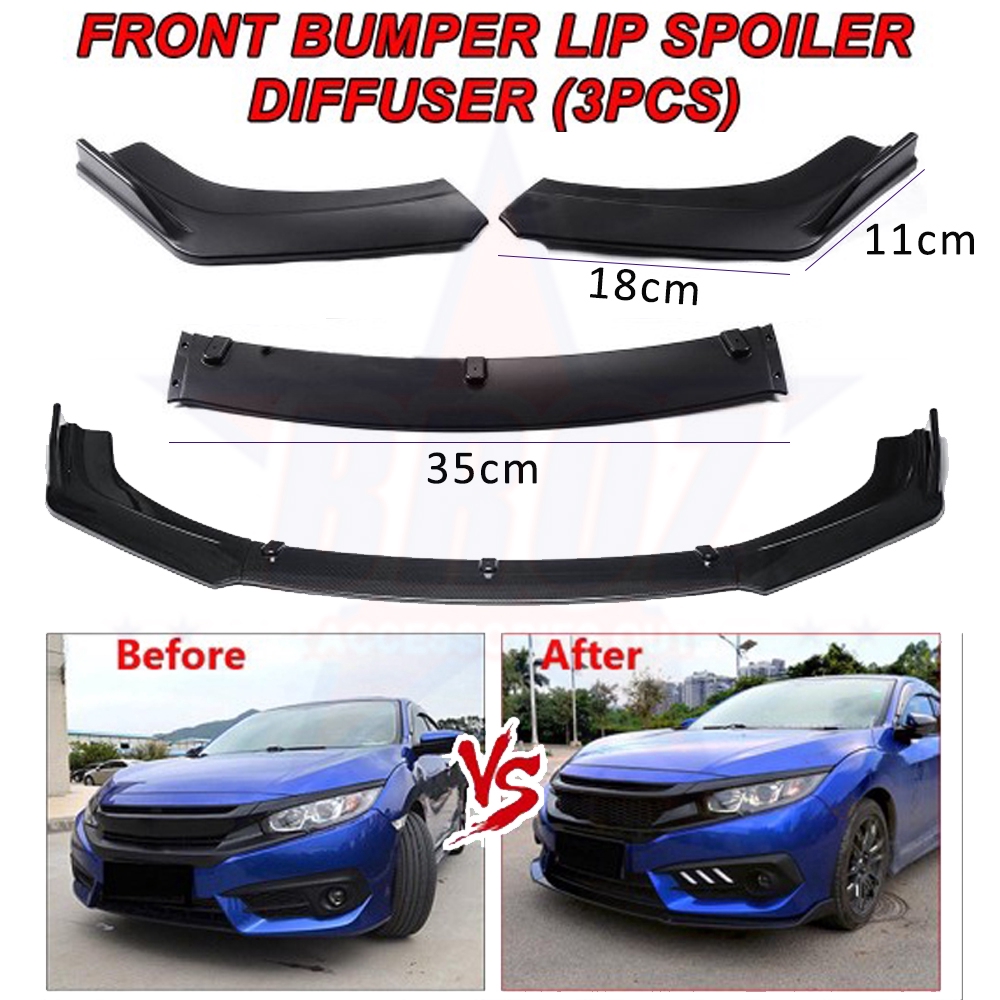 Universal Car Front Bumper Diffuser Lip Side Skirt Body Kit Spoiler ...