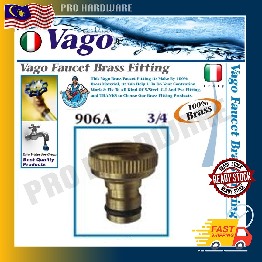 VAGO 3/4” BRASS TAP ADAPTER FOR WASHING MACHINE TAP/GARDEN WATER TAP ...