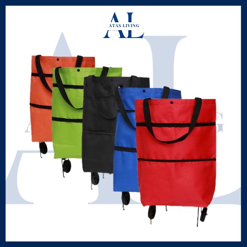 🔷ATAS🔷 Troli Beg Beroda Foldable Shopping Grocery Trolley Nylon / Pasar ...