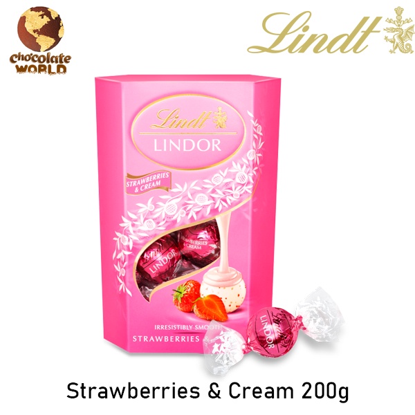 Lindt Lindor Strawberries And Cream White Chocolate Truffles 200g Swiss