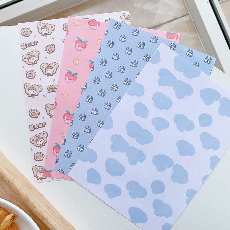 Set of 20 A4 wrapping paper (no notebook) with cute Korean patterns ...