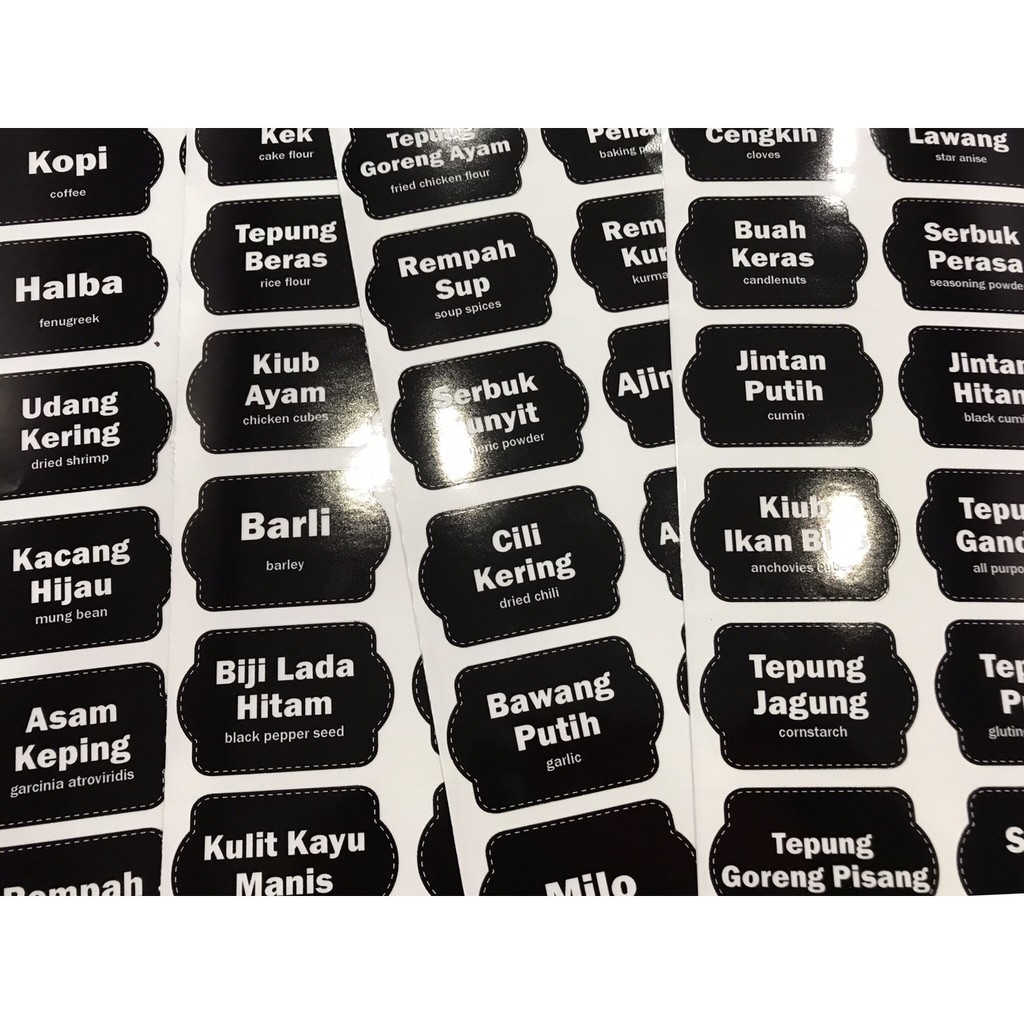 Transparent Label Sticker Kitchen / Label Sticker Dapur 48pcs | Shopee ...
