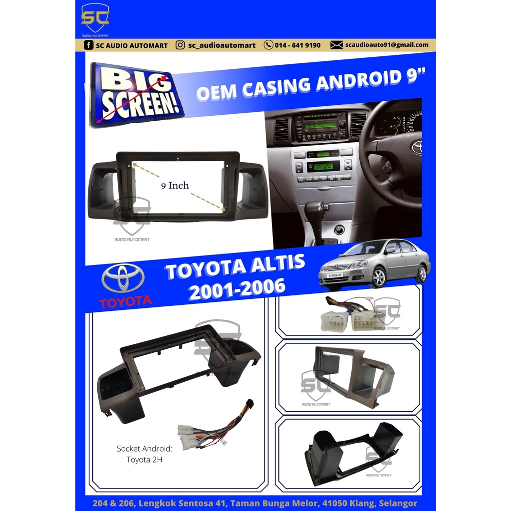 Android Player Casing 9" Toyota Altis 2001-2006 ( with Socket Toyota 2H ...