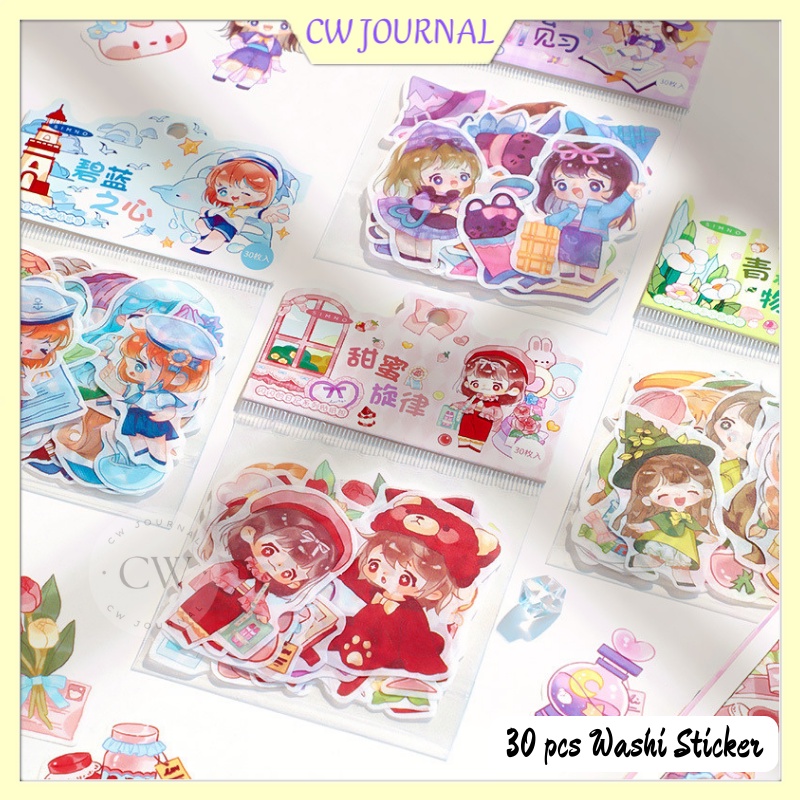 CW Journal 30 pcs Sparkling Diary Sticker Pack Special-shaped Die-cut ...