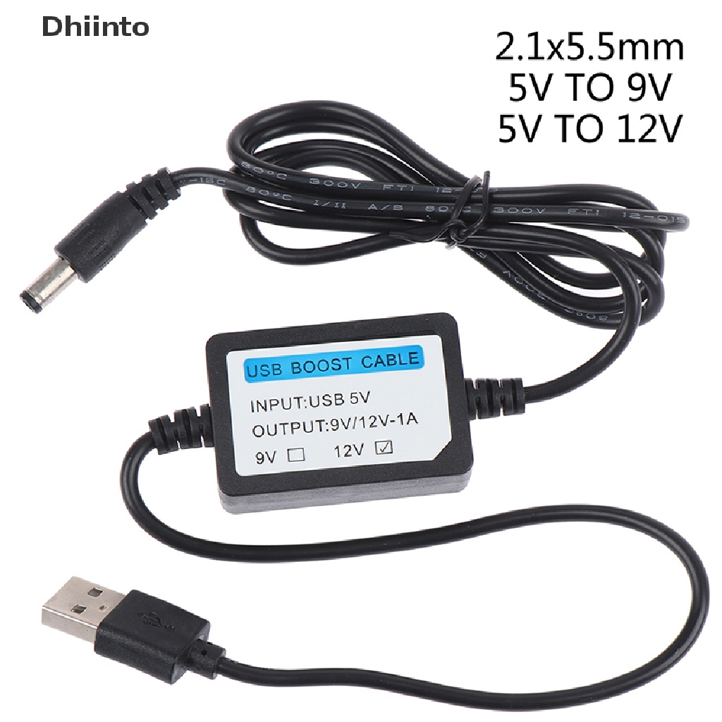 [Dhiinto] USB Charge Power Boost Cable DC 2.1x5.5mm 5V to DC 9V/12V 1A ...