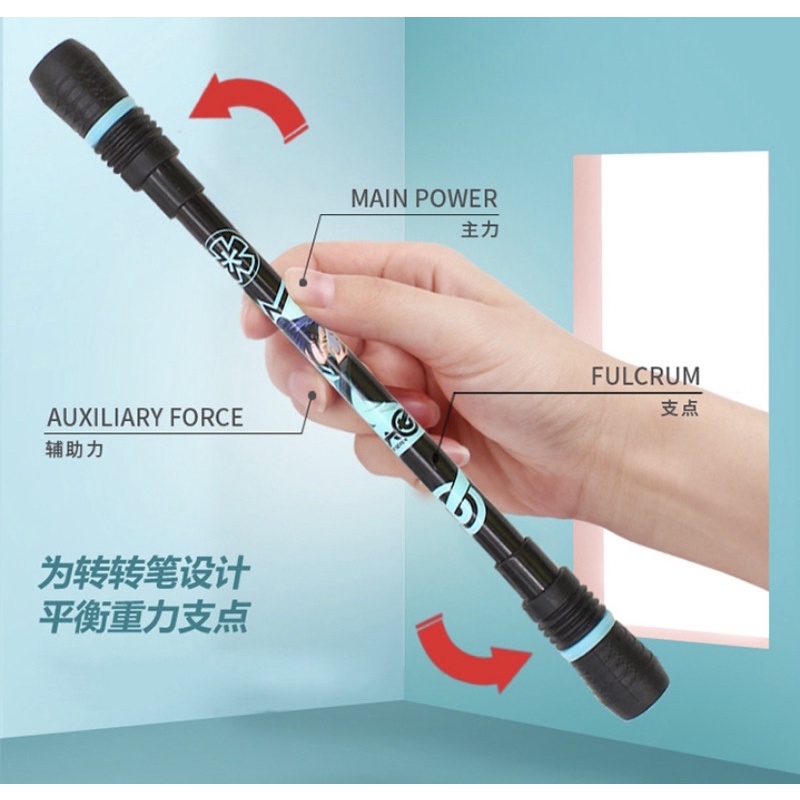 (Ready Stock)Pen spinning Balance pen Black Gel Pen 0.5mm Rotary Pen ...