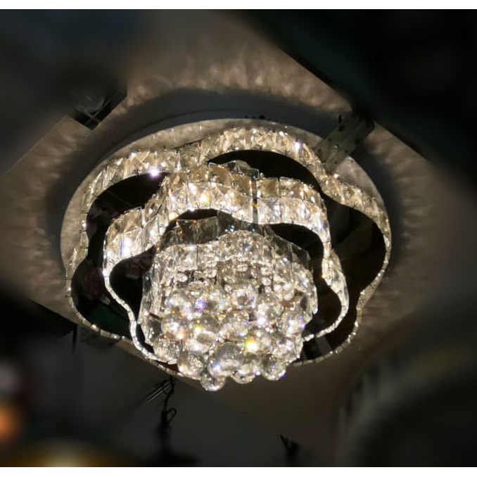 CIELO Crystal Ball Dazzling Luxury LED Ceiling Light Lamp 4 Step Colour ...