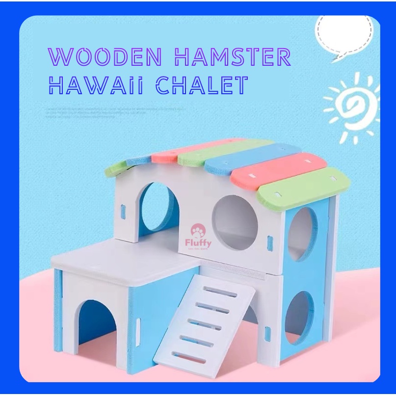 Double Storey Hawaii Chalet Hamster Wooden House / Rumah Kayu Hamster ...