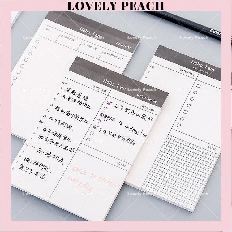 LOVELE PEACH Checklist To Do List Daily Schedule Planner Non-Sticky ...
