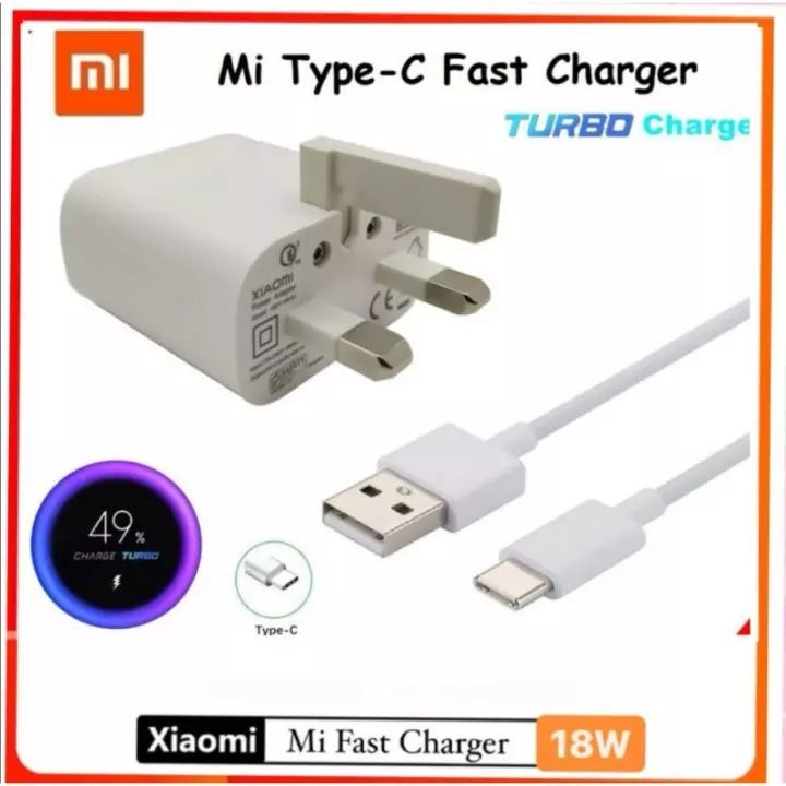 Xiaomi Charger 18W Fast Charge Charger Mi Redmi with Free Cable (Type C ...