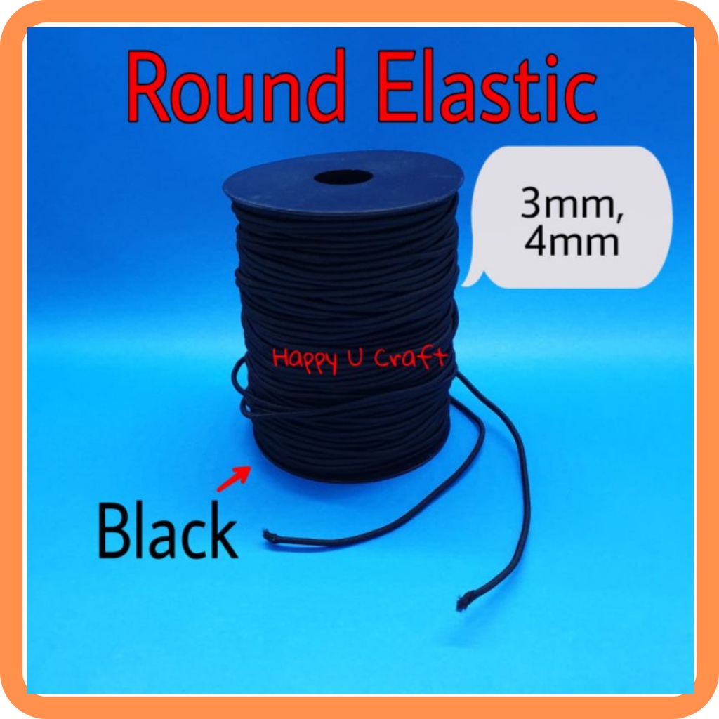 3mm & 4mm & 2.5mm Round Elastic Band (Black)/ Getah Bulat (Hitam ...
