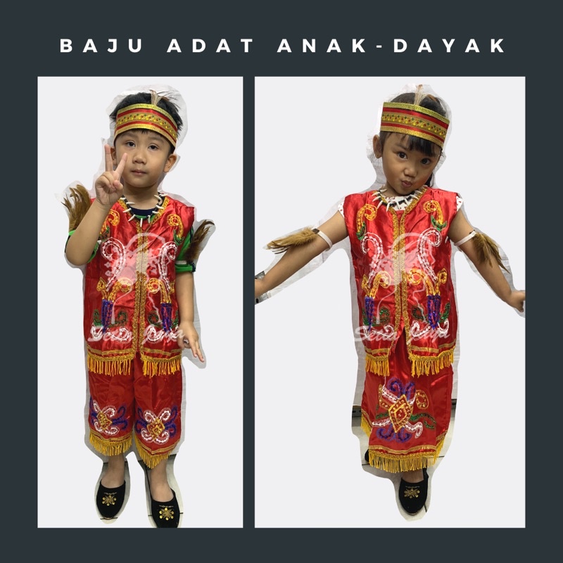 Dayak children's traditional clothes/ Kalimantan Dayak Dance Clothes ...