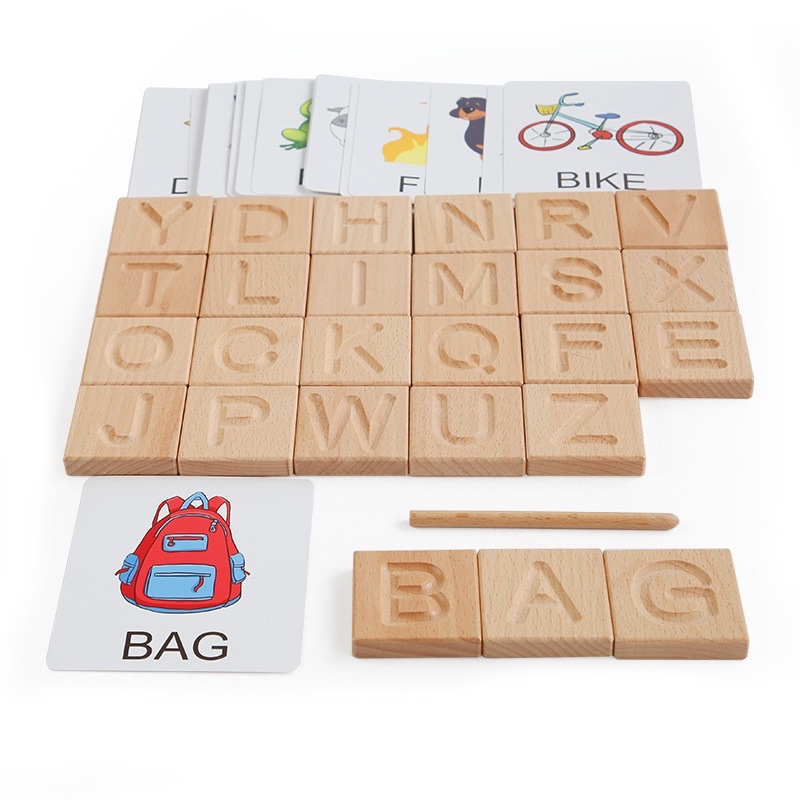 (Ready Stock) Wooden Alphabet Tracing Block With Card | Shopee Malaysia