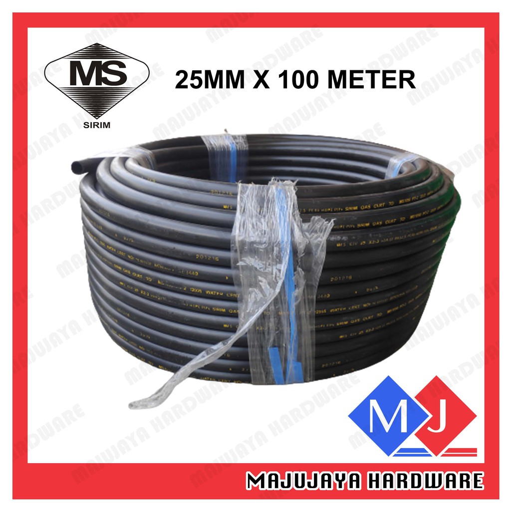100Meter SIRIM HDPE Poly PP Polyethylene Black Poly Pipe Poli Paip ...