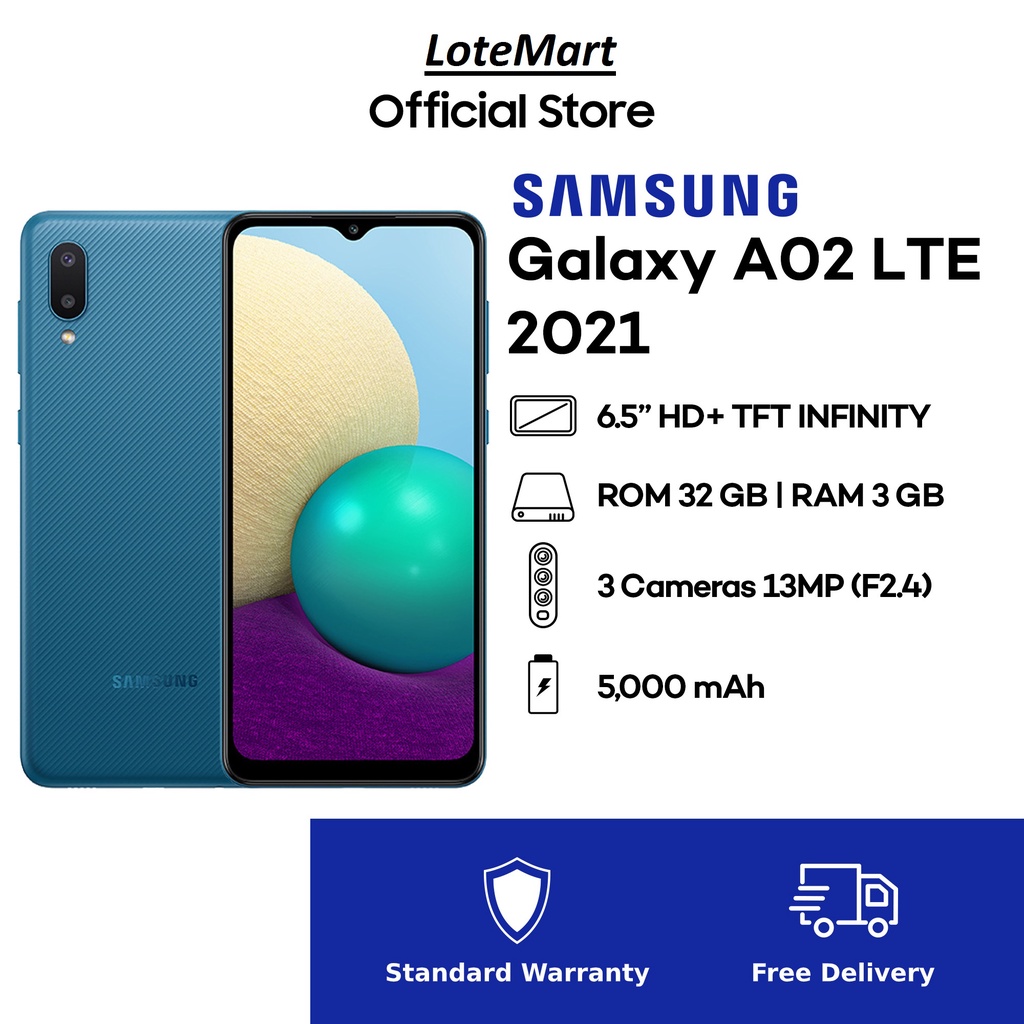 Samsung Galaxy A02 LTE A022 Android Smartphone - Blue/Black (3GB RAM ...