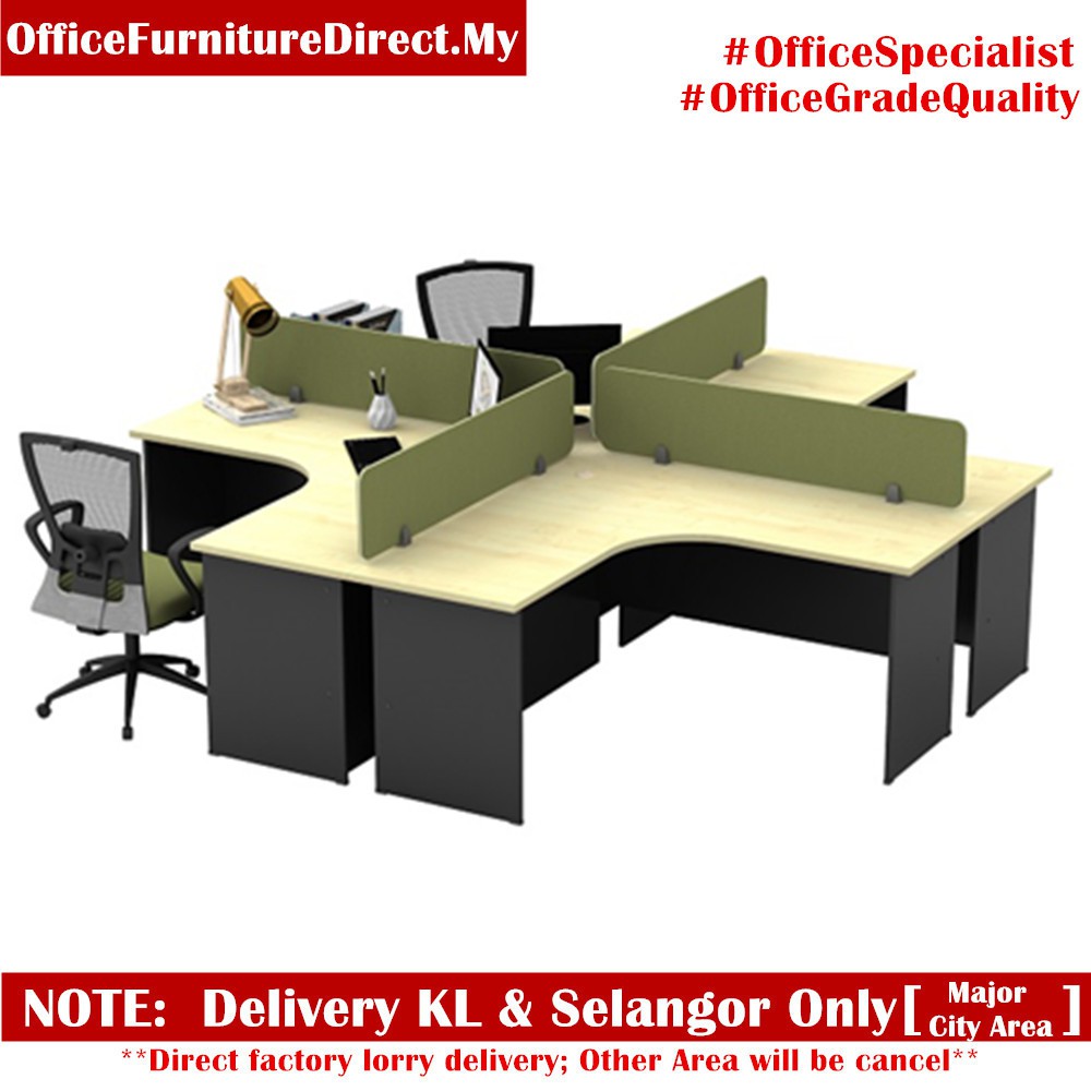 L-Shape 4 Seater Workstation Office Table Cubicle (Include Install) VSS ...