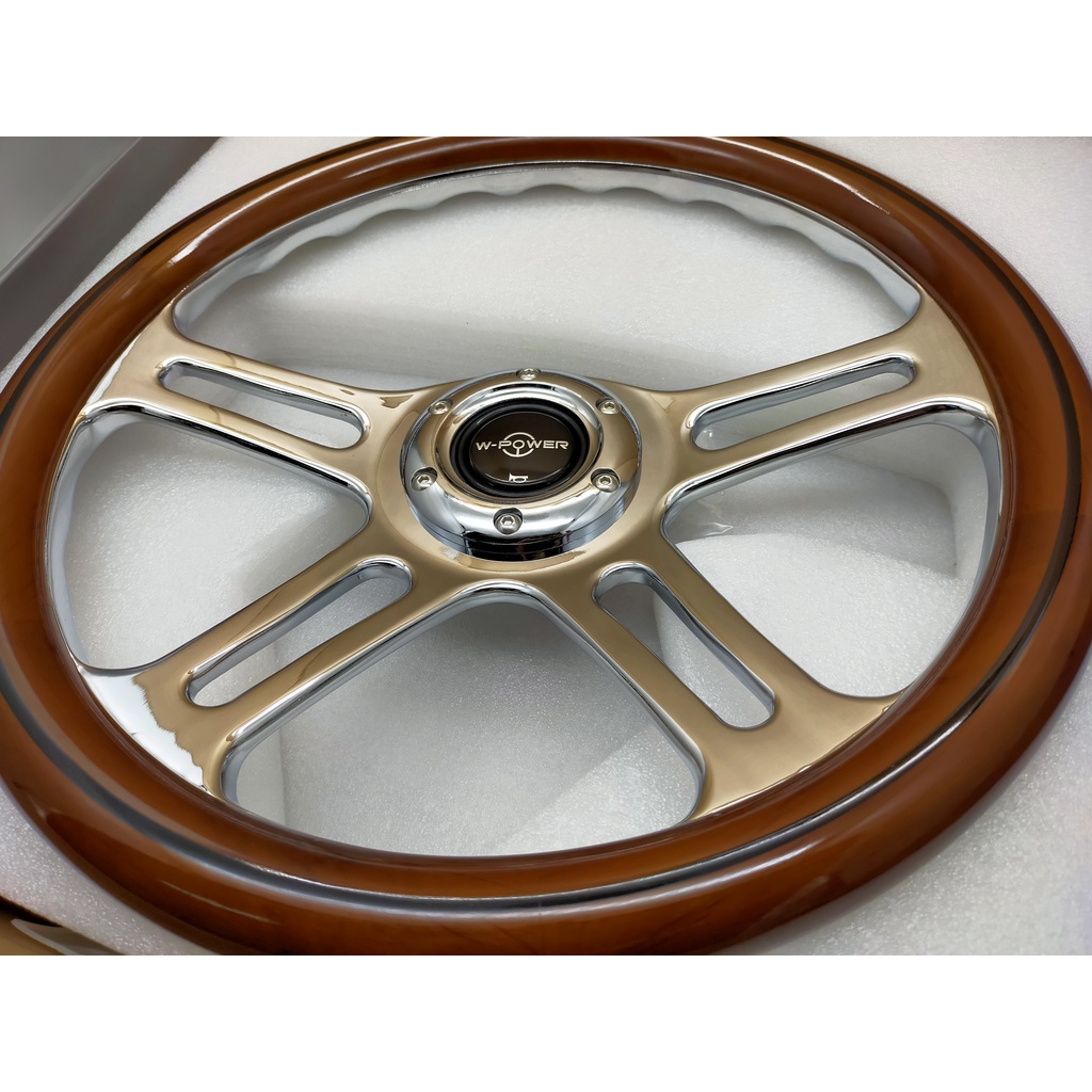 Free Gift ! Racing Universal Steering Wheel 4 Spoke Wood Chrome Nardi ...