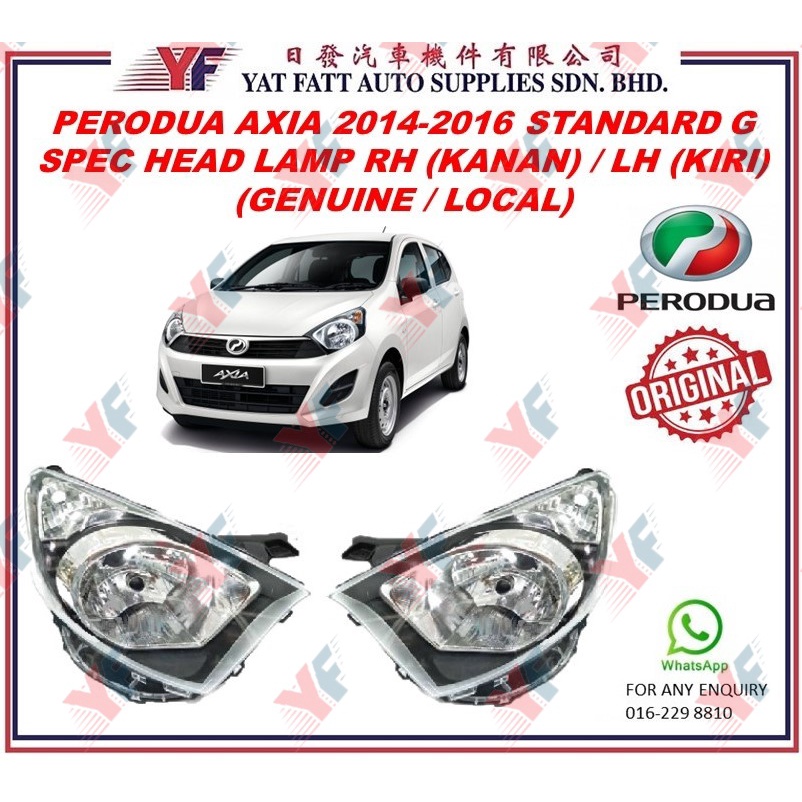 PERODUA AXIA 2014-2016 STANDARD G SPEC HEAD LAMP RH (KANAN) / LH (KIRI ...
